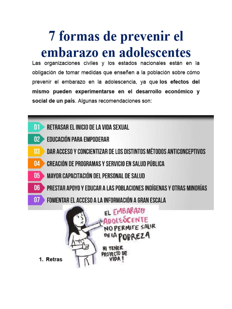 7 Formas de Prevenir El Embarazo en Adolescentes | PDF | Control de la ...