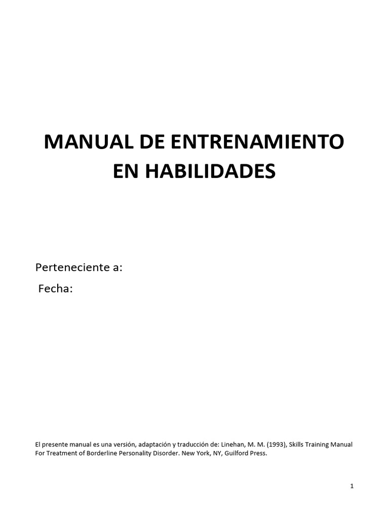 Manual de Entrenamiento en Habilidades 2021 | PDF | Las emociones | Mente