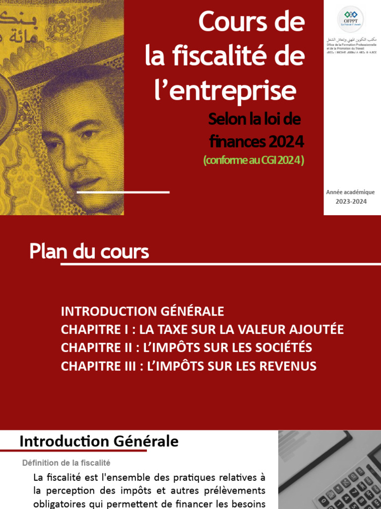 Cours+de+Fiscalité 1 | PDF | Impôts | Taxe sur la valeur ajoutée
