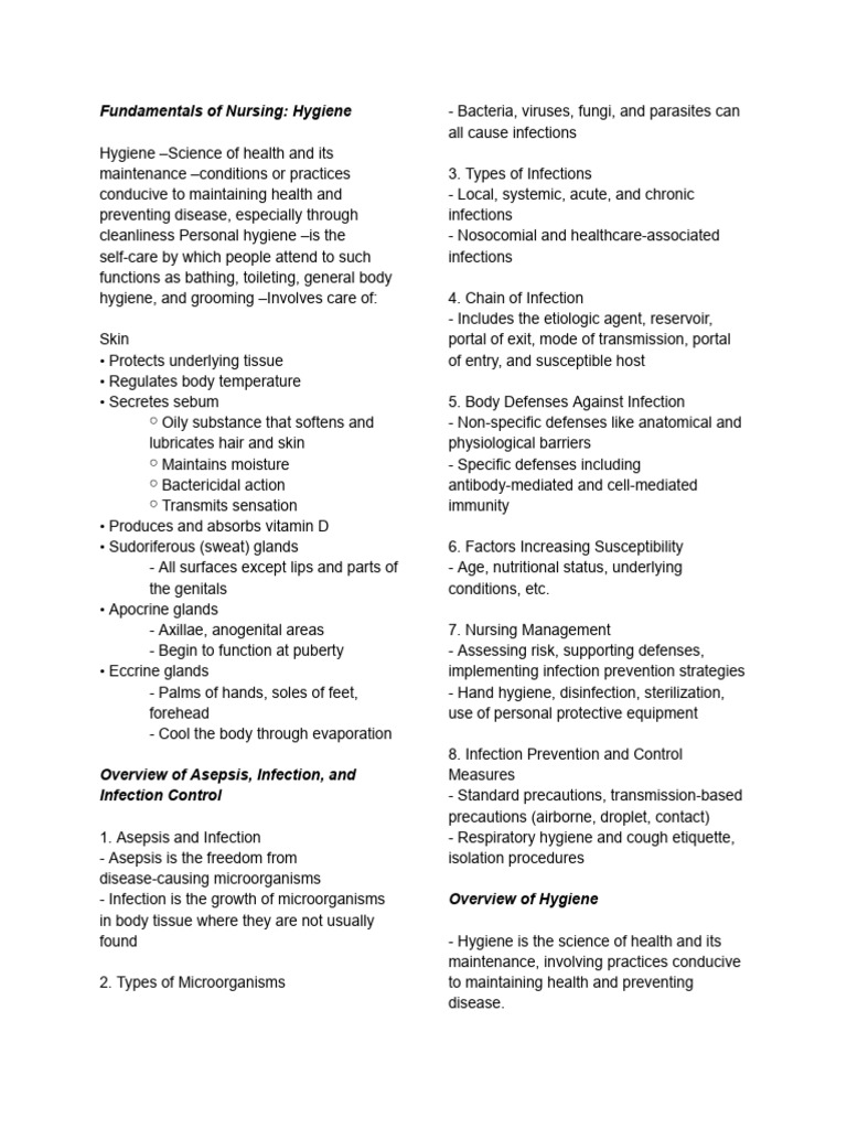 Funda Finals Reviewer | PDF | Wound | Hygiene