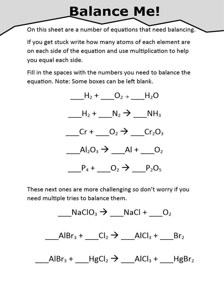 4a Balancing Equations | PDF