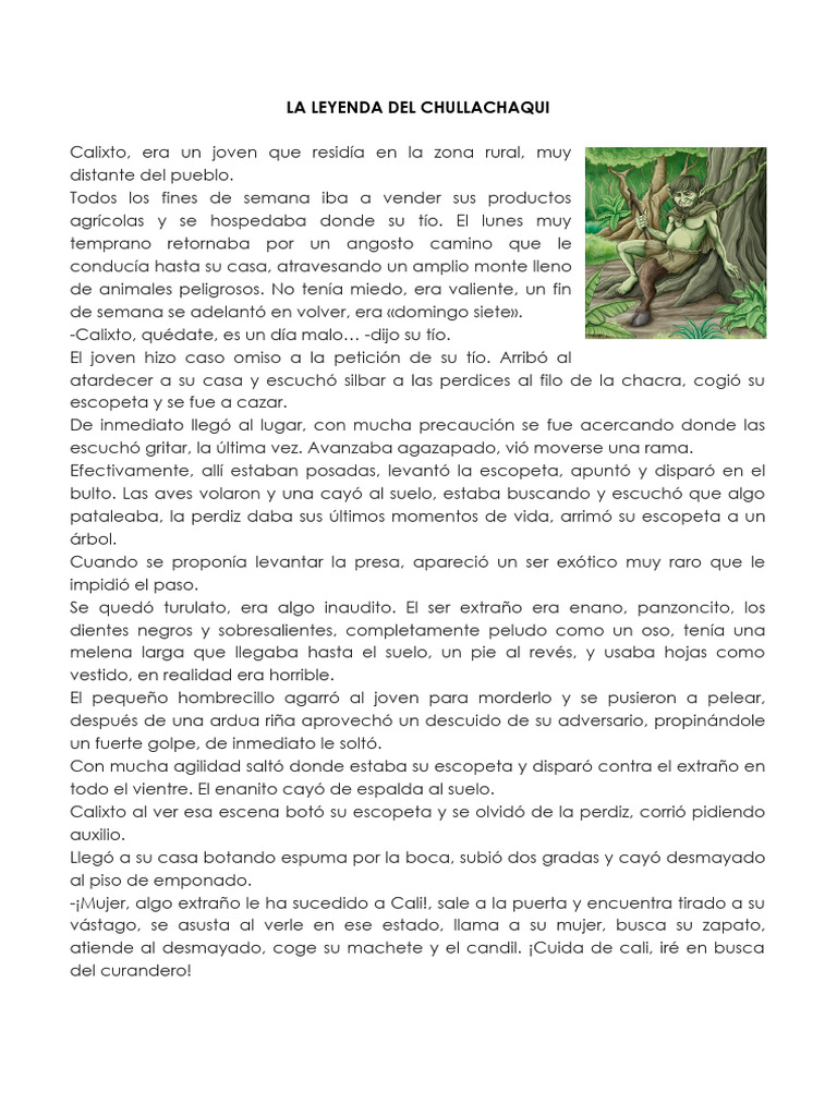 La Leyenda del Chullachaqui | PDF | Libros para adolescentes | Ficción ...