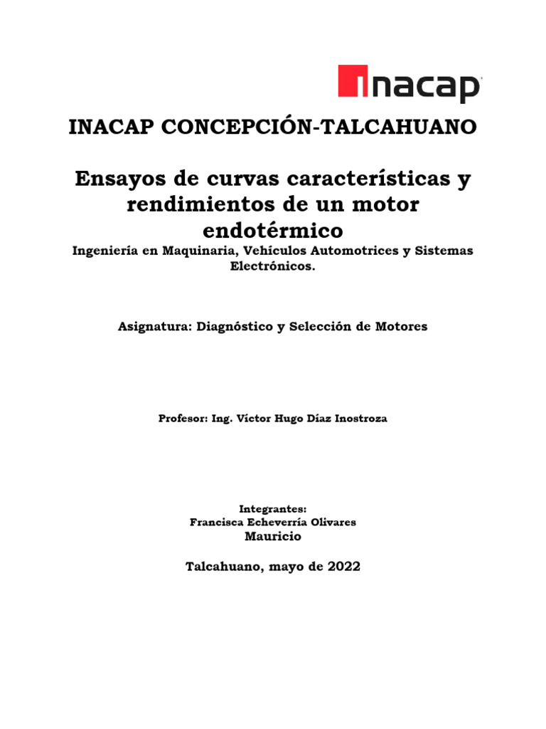 Ensayos de Motores Endotérmicos | PDF | Gasolina | Motores