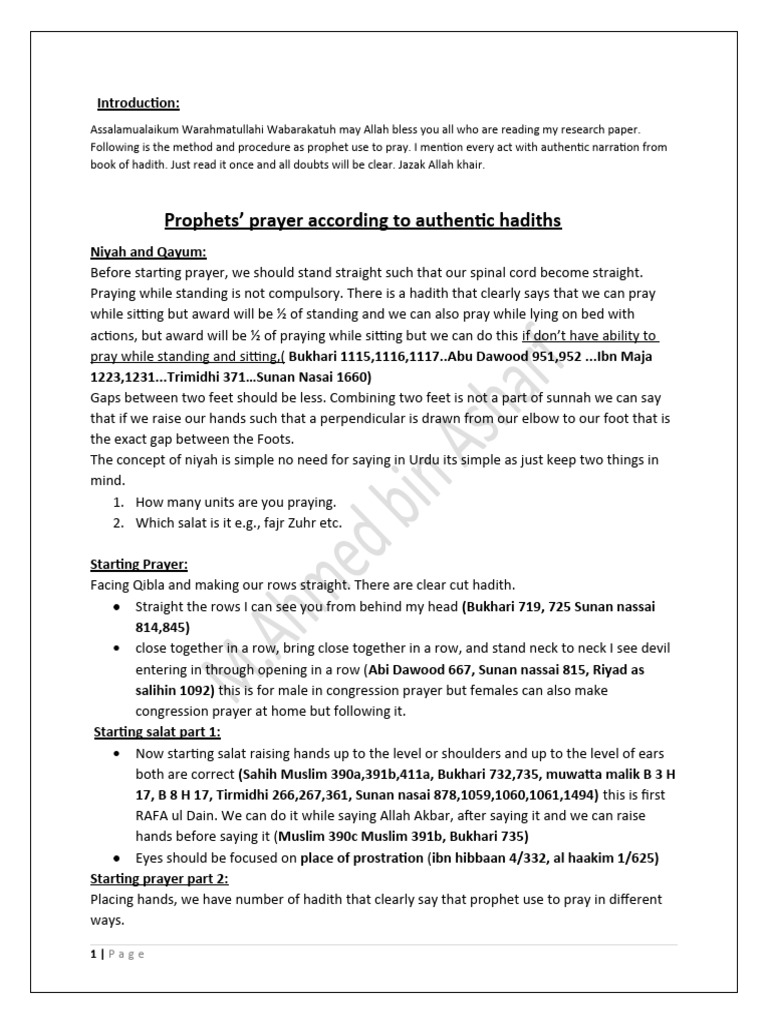 Prophetic Prayer Methods Explained | PDF | Hadith | Muhammad