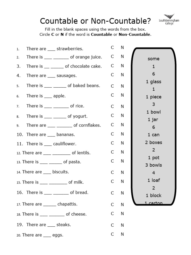 Countable vs. Non-Countable Quiz | PDF