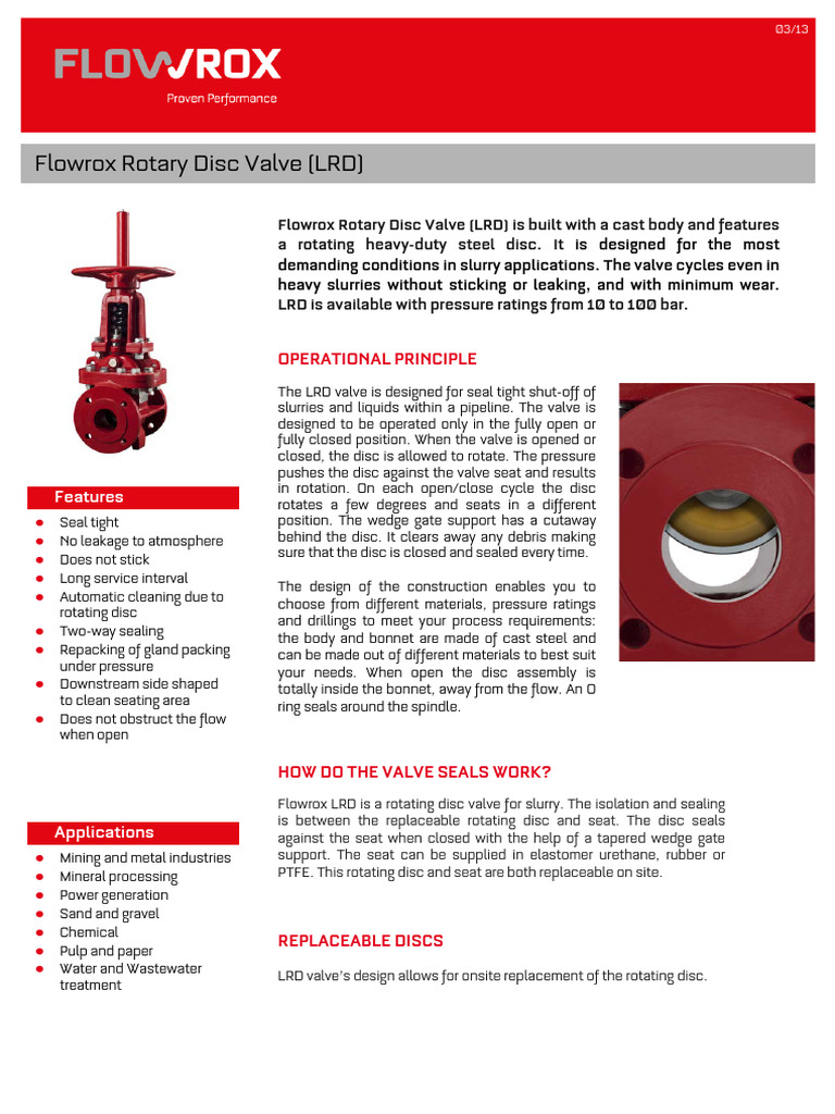 Flowrox Rotary Disc Valve (LRD) : Operational Principle | PDF | Valve | Mechanical Engineering