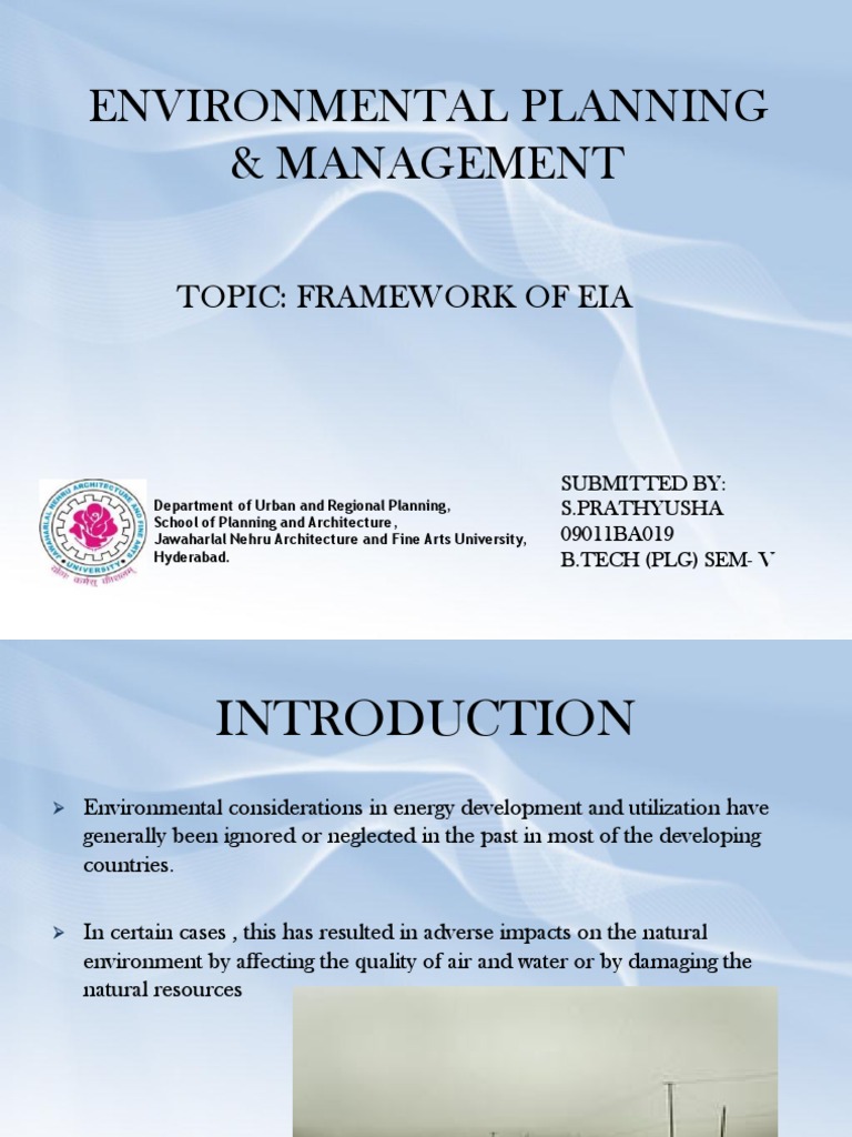 Environmental Planning & Management | Environmental Impact Assessment ...