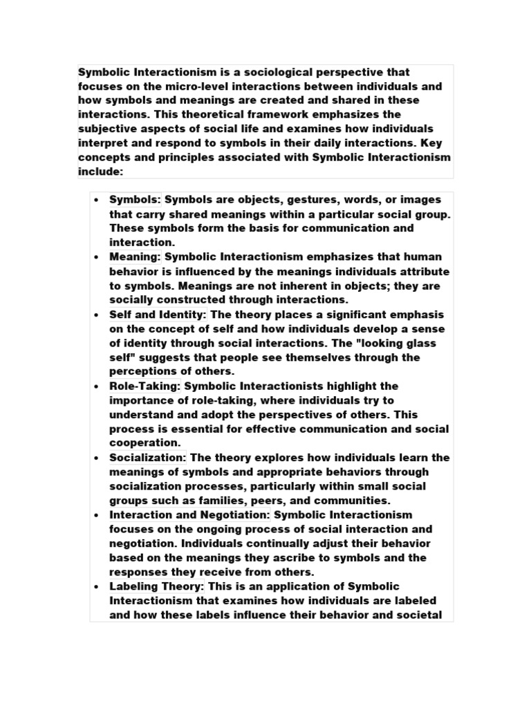 Sociology: Symbolic Interactionism | PDF | Self Concept | Sociology