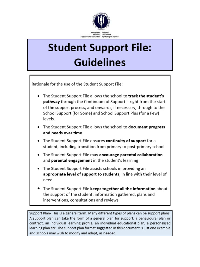 Student Support File Guidelines | PDF | Schools | Learning