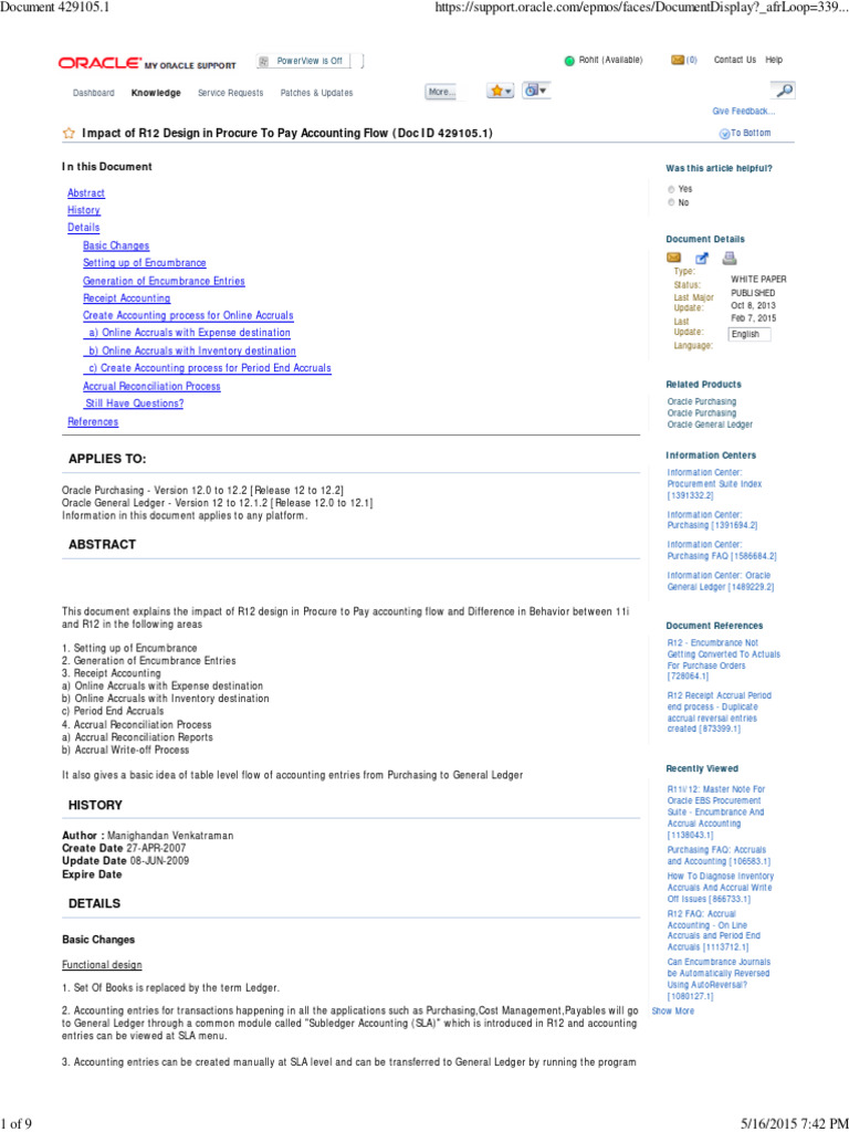 Impact of R12 in P2P - Accrual Reconciliation | PDF | Receipt | Basis ...