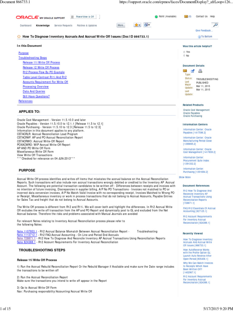 Inventory Accruals and Accrual Write Off Issues | PDF | Receipt ...
