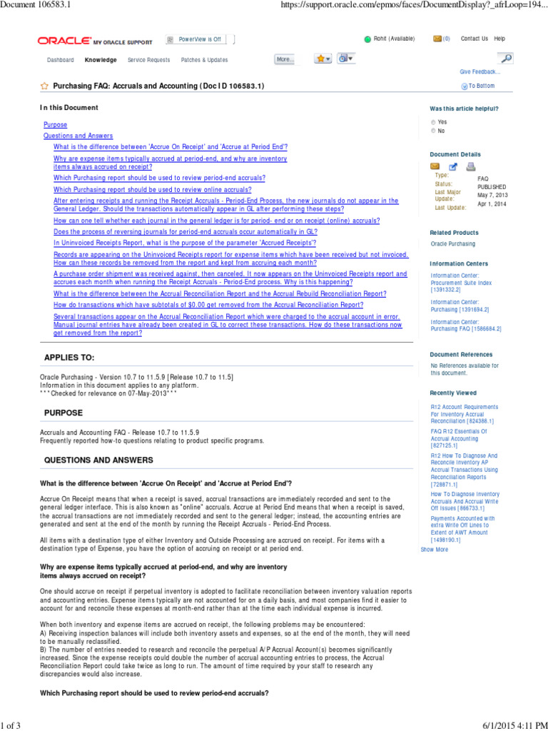 Purchasing FAQ Accruals and Accounting | PDF | Accrual | Receipt
