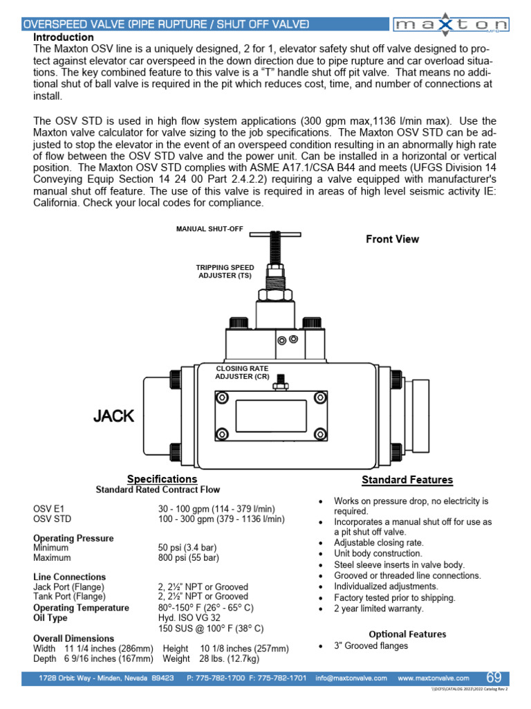 maxtonruptureOSV Hydraulic | PDF | Valve | Elevator