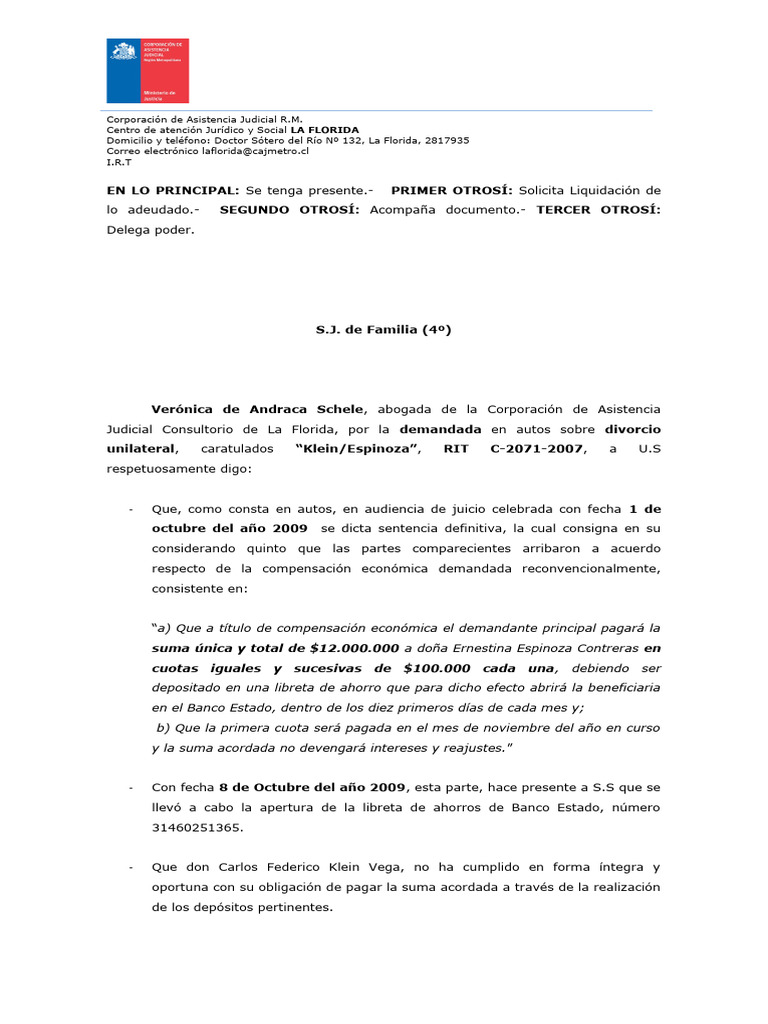 Liquidaci - N Deuda Alimentos | PDF | Pagos | Liquidación