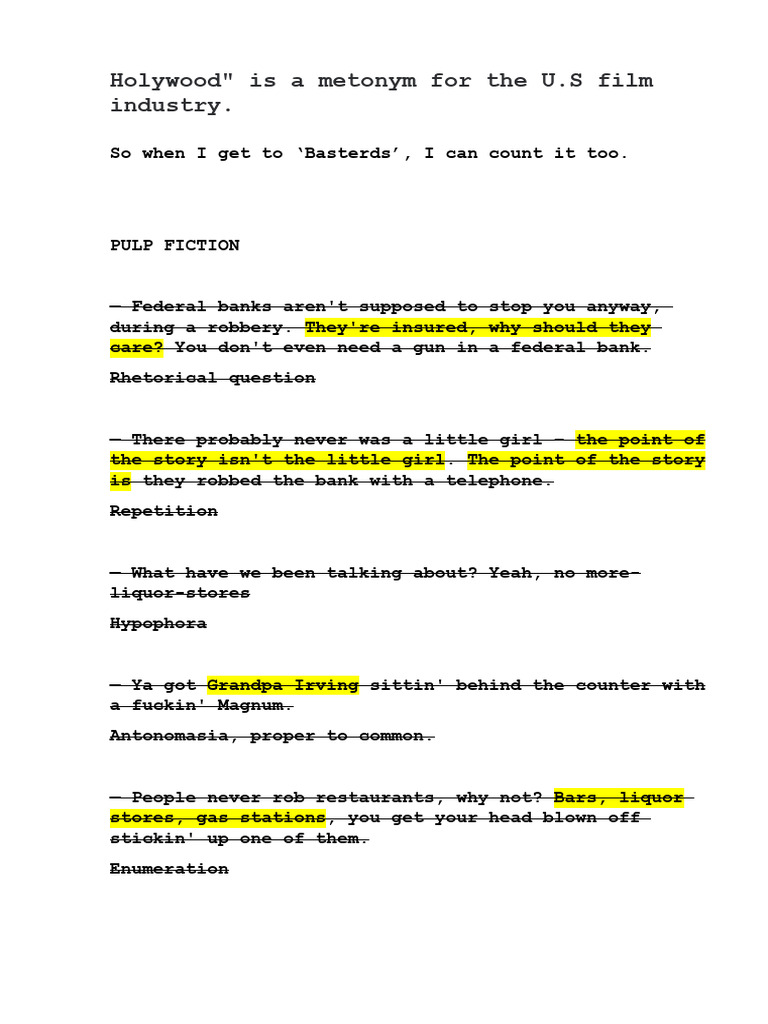 Pulp Fiction Dialogue Analysis | PDF | Rhetorical Techniques