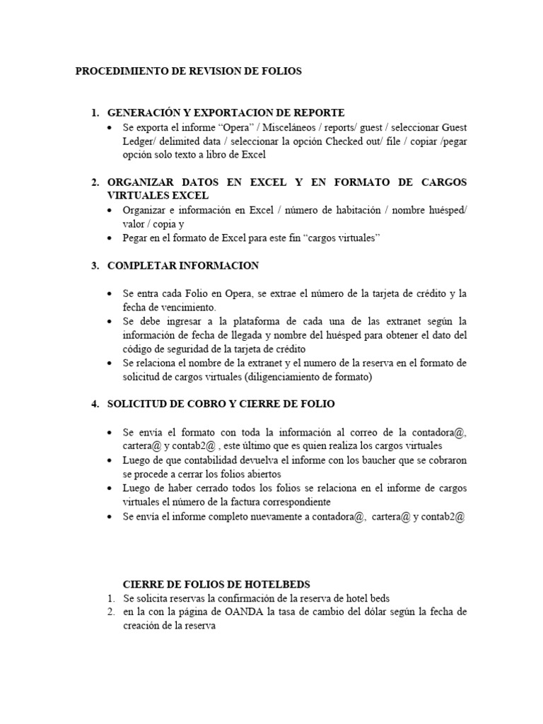 Procedimiento de Revision de Folios | PDF