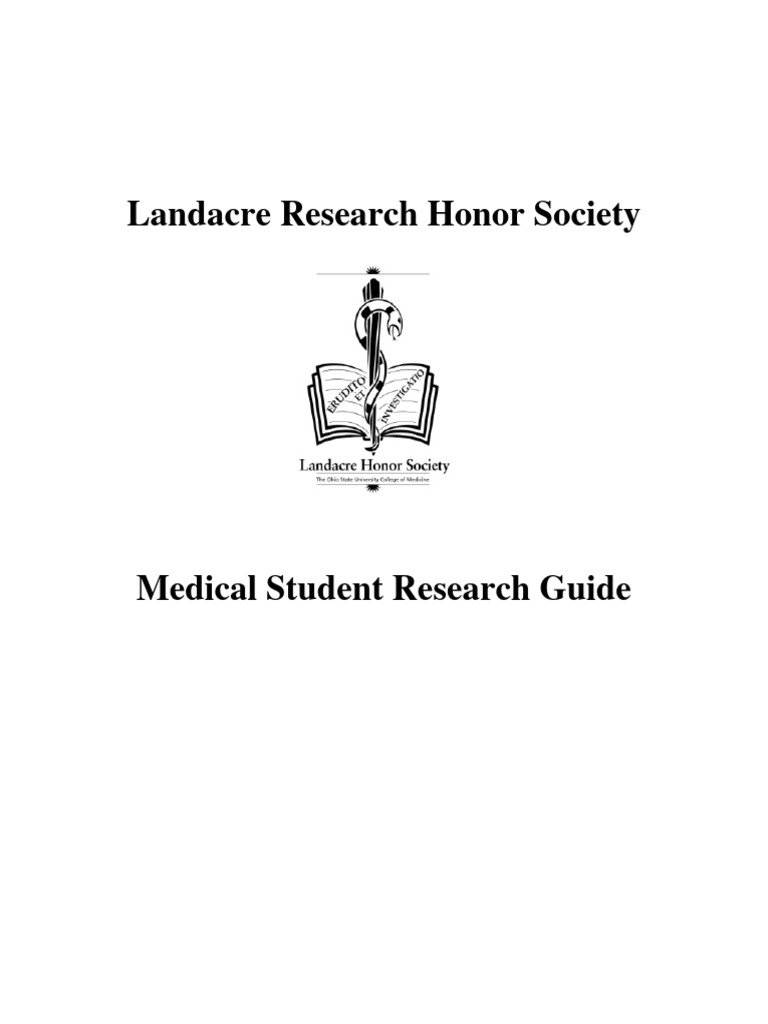 Landacre Research Honor Society Medical Student Research Guide | PDF | Medical School | Ohio ...