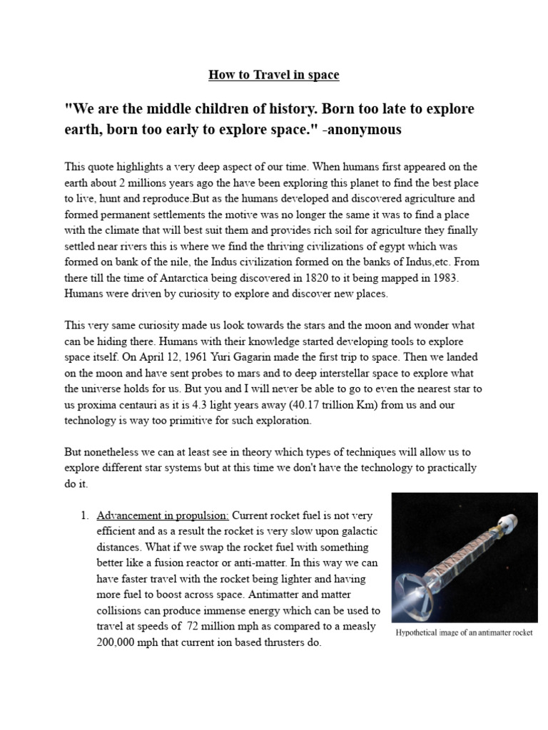 How To Travel in Space | PDF | Spacecraft Propulsion | Physical Sciences