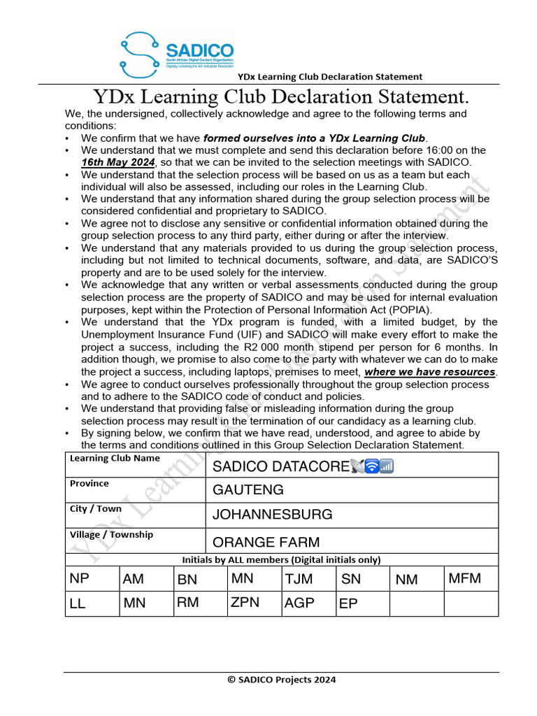 YDx - Learning - Club - Declaration - Statements - Final - 13 May 20024 ...