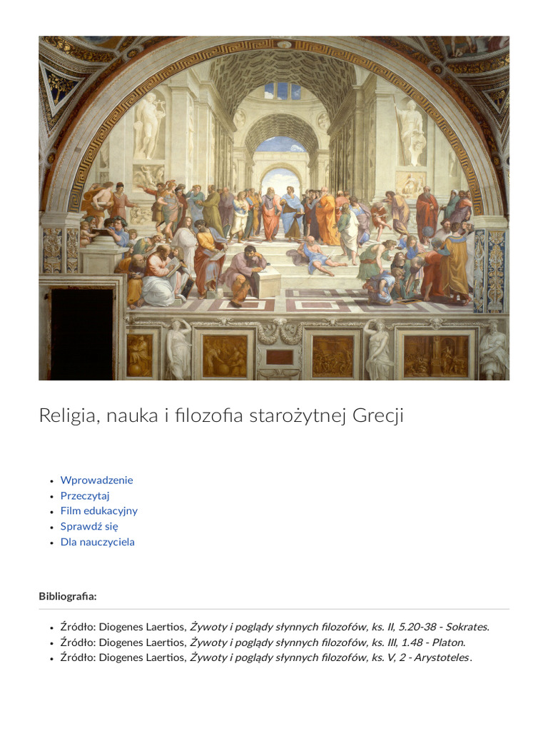 Religia Nauka I Filozofia Starozytnej Grecji | PDF