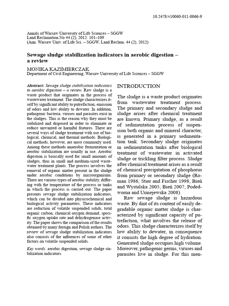 Sewage Sludge Stabilization Indicat | PDF | Sewage Treatment ...