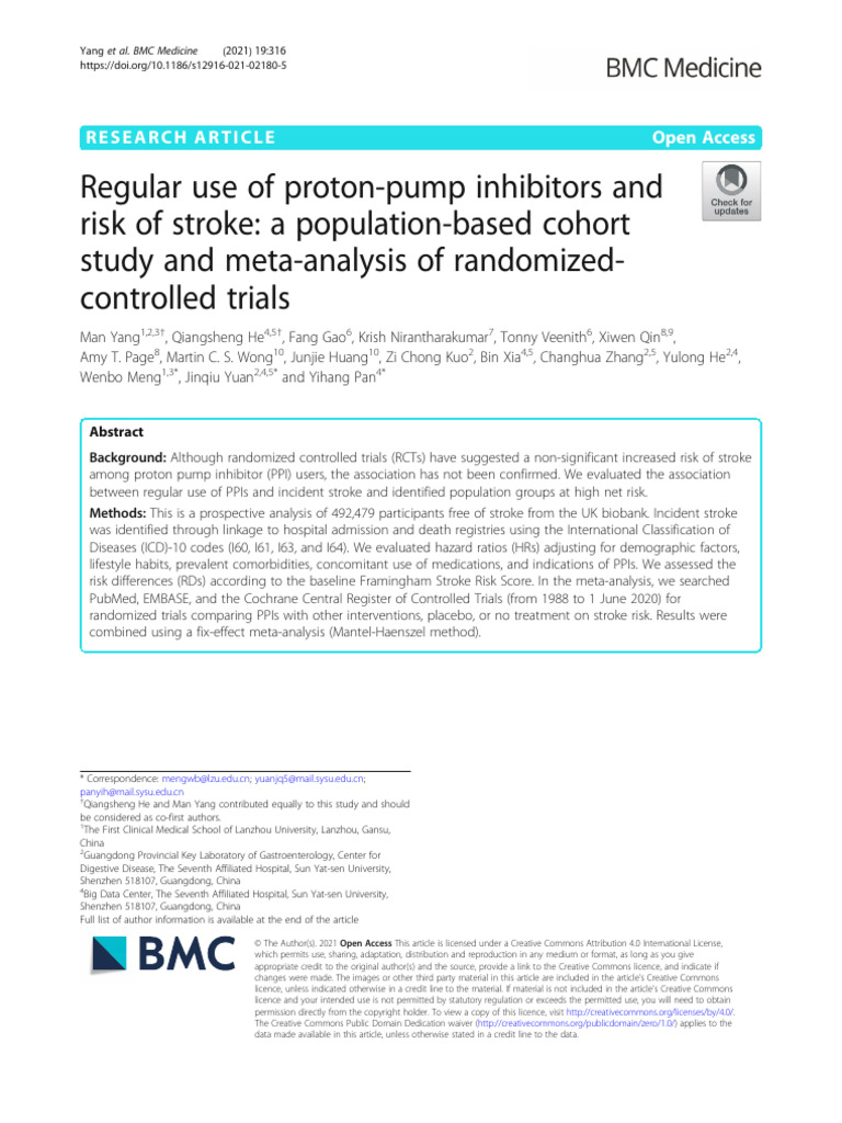 2021 Article 2180 Uso de IBP | PDF | Meta Analysis | Stroke