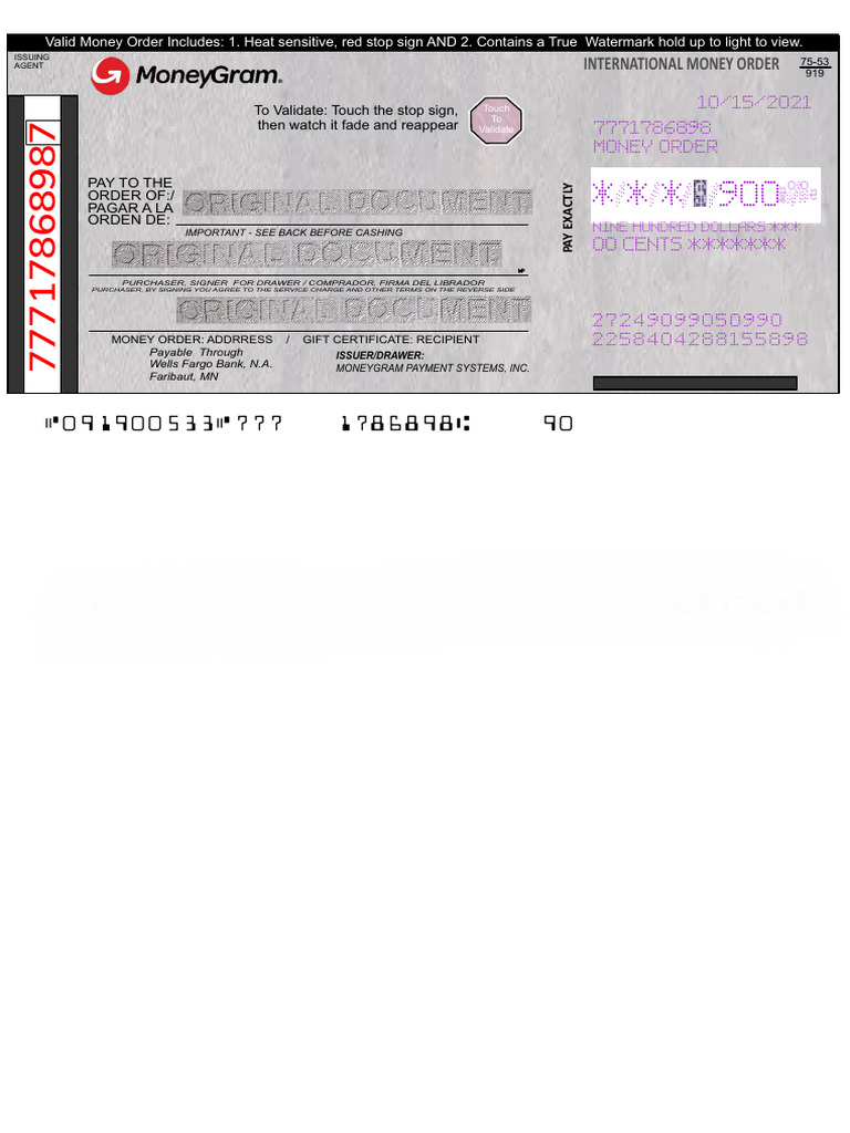 Money Gram Template | PDF | Money Order | Payments