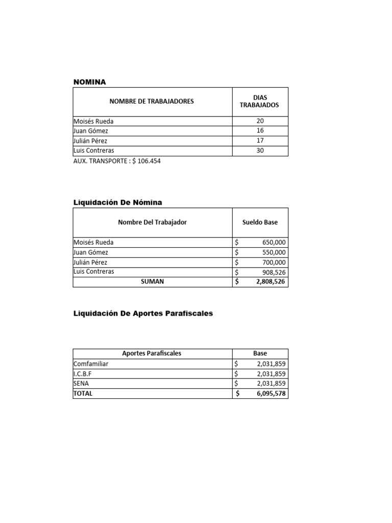 Ejercicio de Nómina Con Formula de UVT | PDF | Salario | Labor
