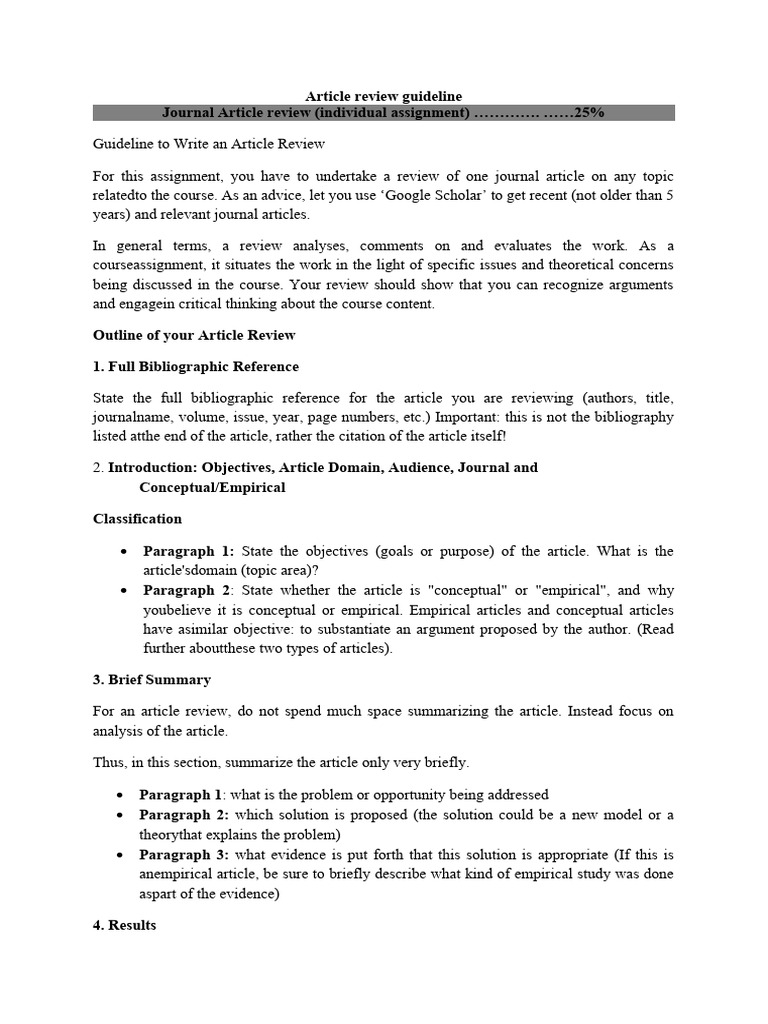 1 TAREKEGN Guideline For Article Review Individual Assignment | PDF | Bibliography | Citation