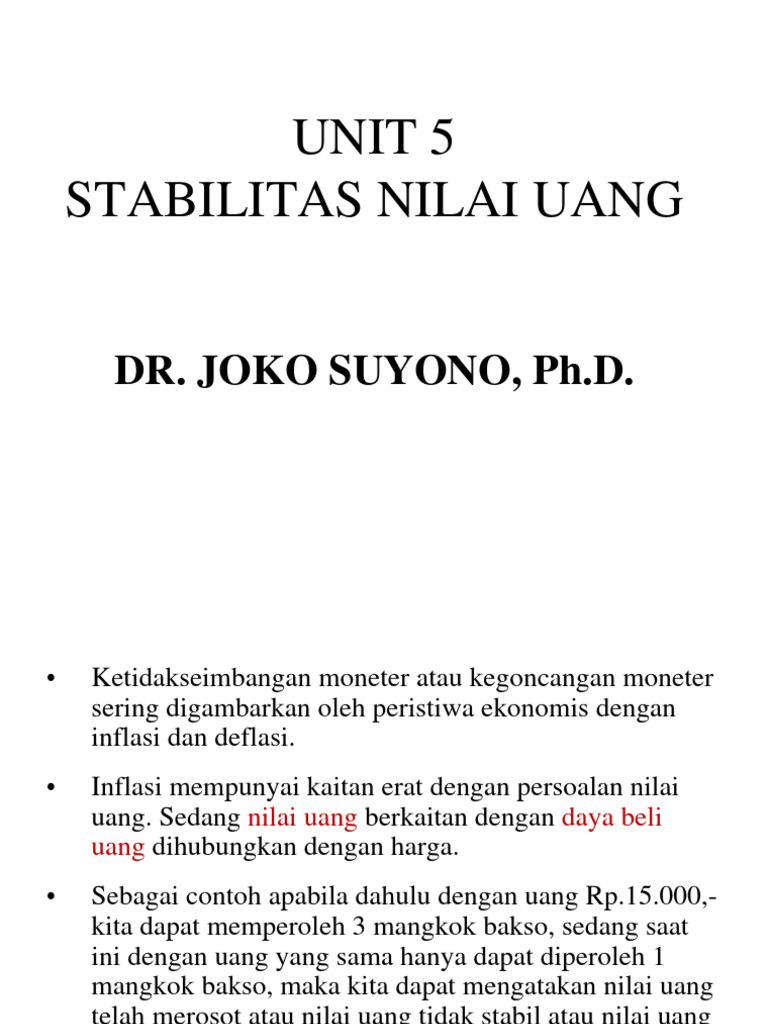 Unit 5 & 6 - Stabilitas Nilai Uang & Inflasi | PDF