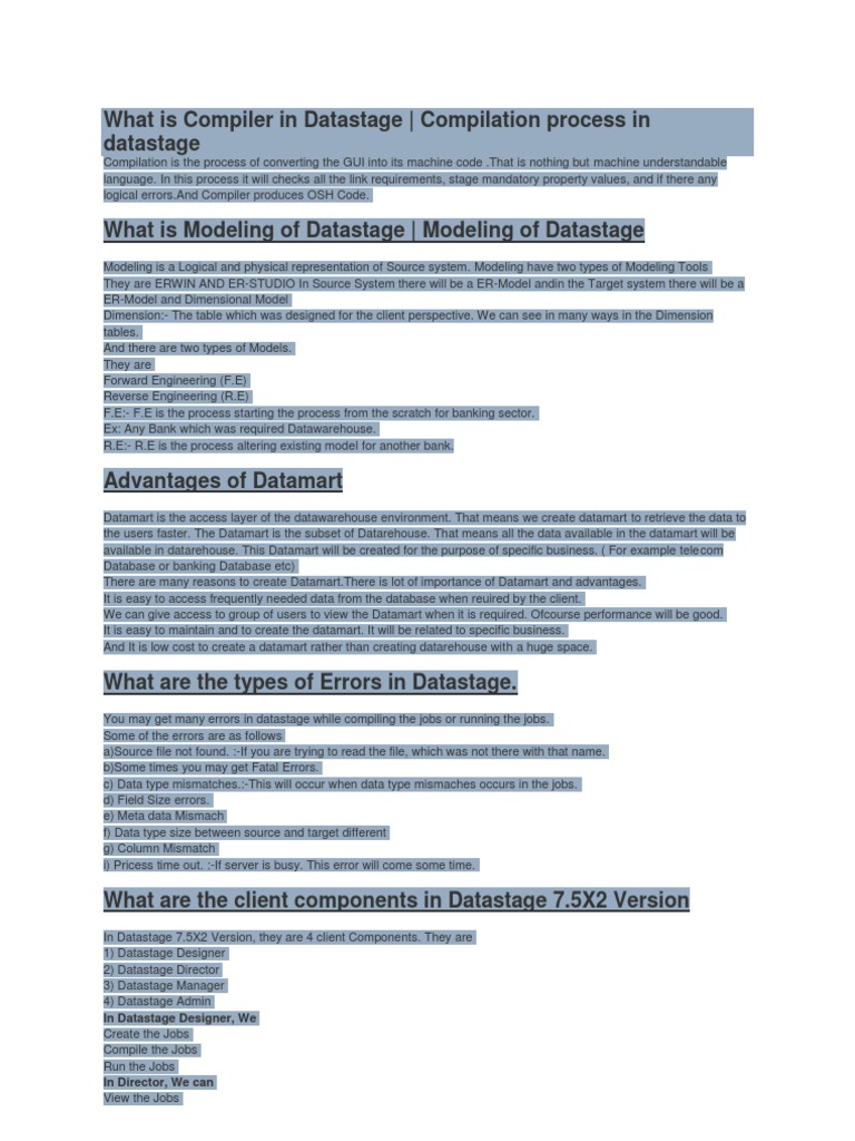 What Is Compiler in Datastage - Compilation Process in Datastage ...