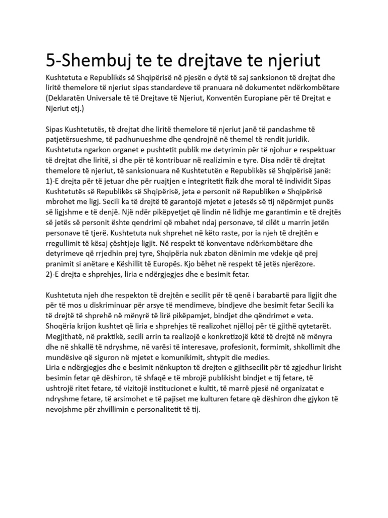 5-Shembuj Te Te Drejtave Te Njeriut | PDF