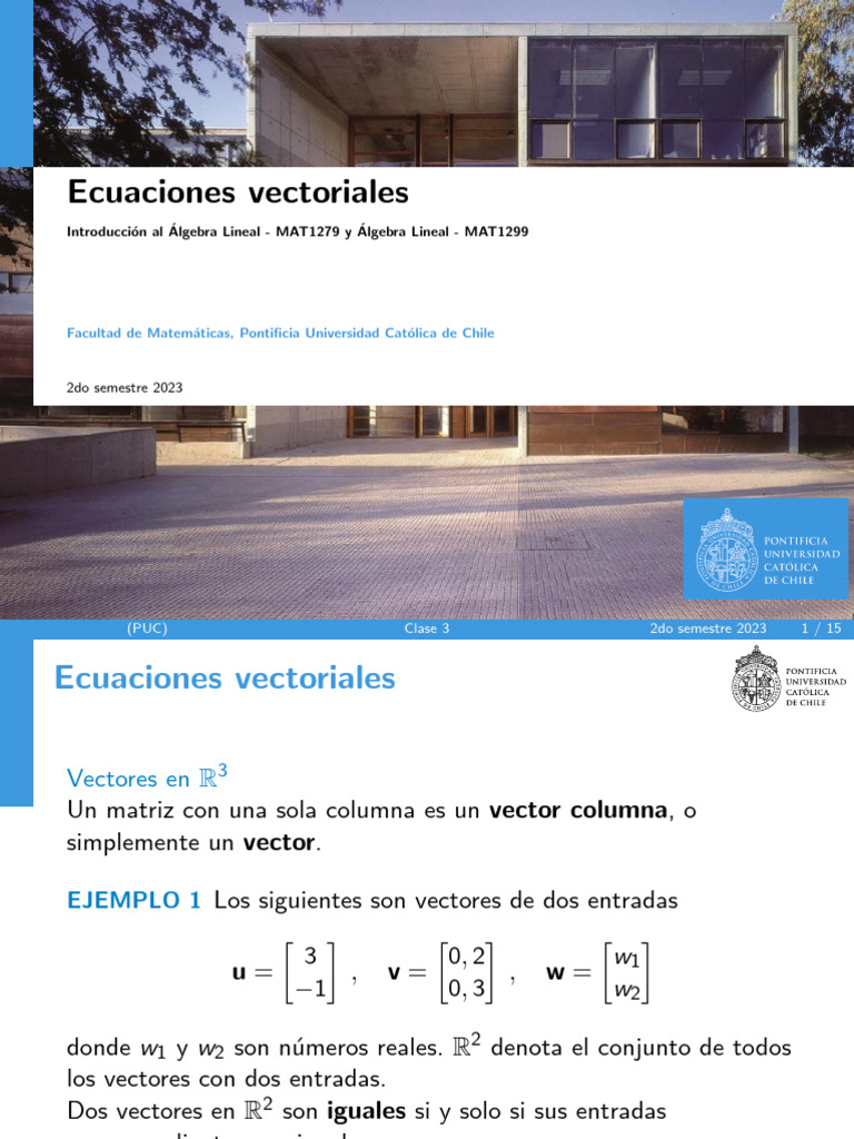 Presentación Clase 3 | PDF | Espacio vectorial | Vector Euclidiano