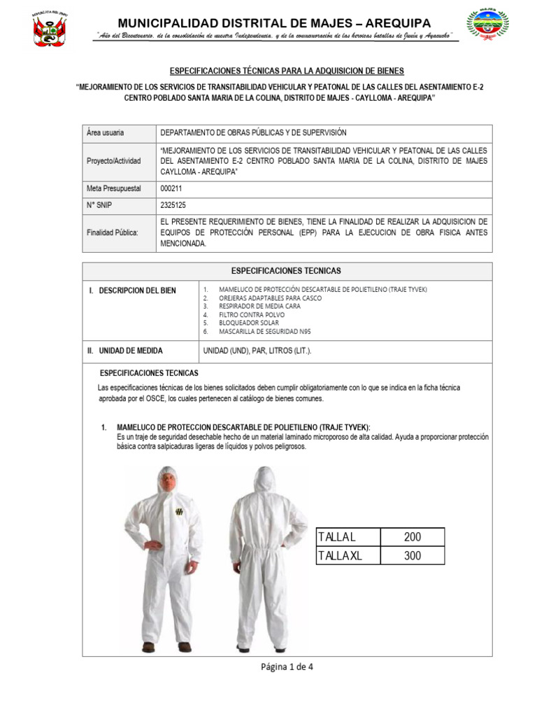 ESPECIFICACIONES PEDIDO EPP - Pedido 1 | PDF | Protector solar | Ultravioleta