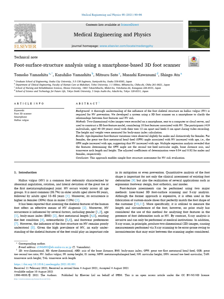 Smartphone 3D Foot Scanner Study | PDF | Foot | Toe