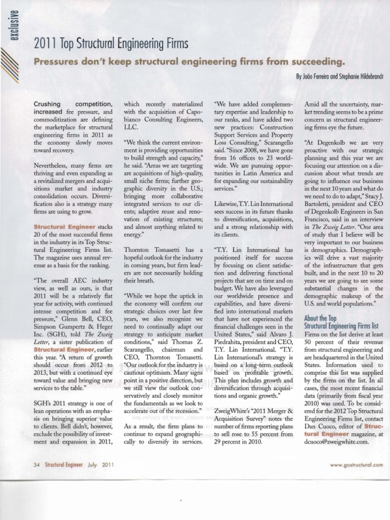 2011 Top Structural Engineering Firms | PDF | Mergers And Acquisitions | Strategic Management