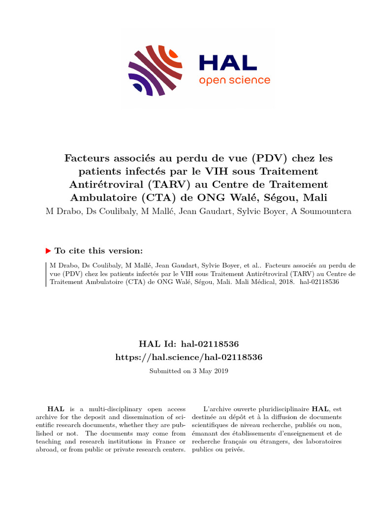 Facteurs de perte de vue des patients VIH sous TARV | PDF | VIH | SIDA