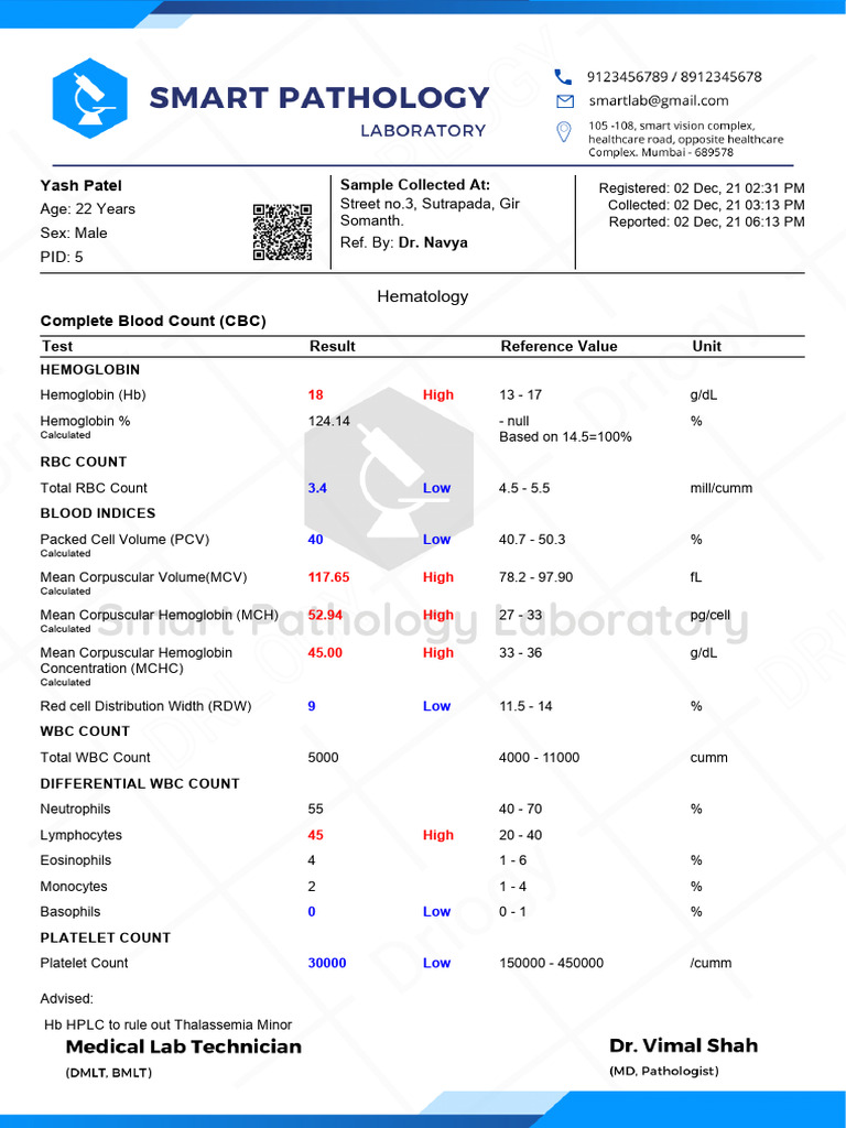 CT Scan Report | PDF | White Blood Cell | Tissue (Biology)