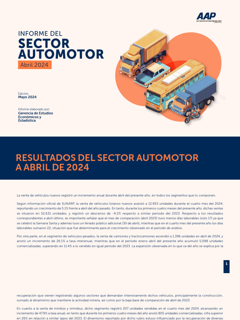 Informe Abril 2024 | Descargar gratis PDF | Vehículos terrestres | Vehículo de motor