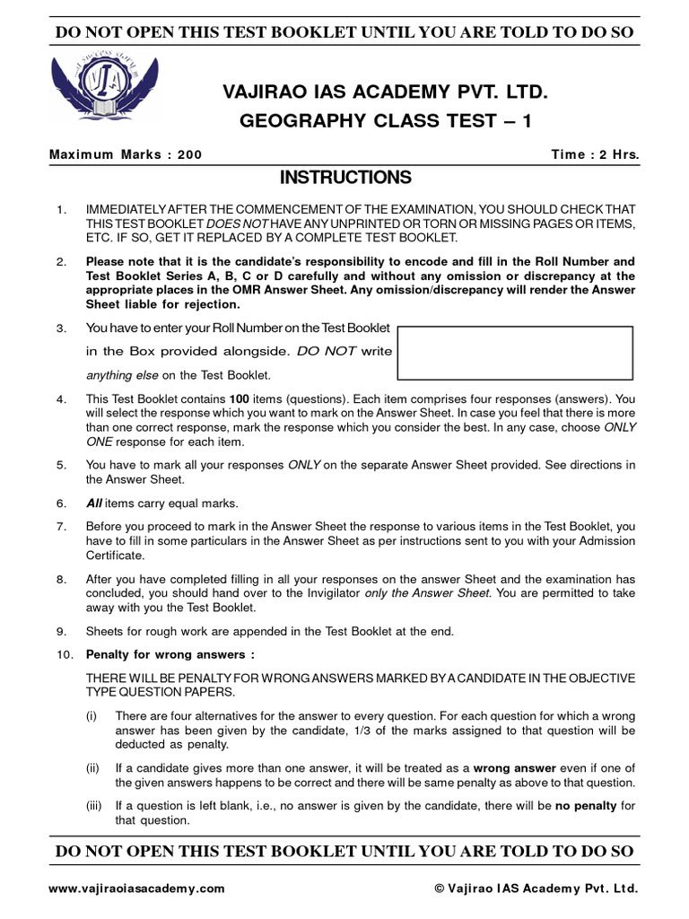Geography Class Test Instructions | PDF | Atmosphere Of Earth | Jet Stream