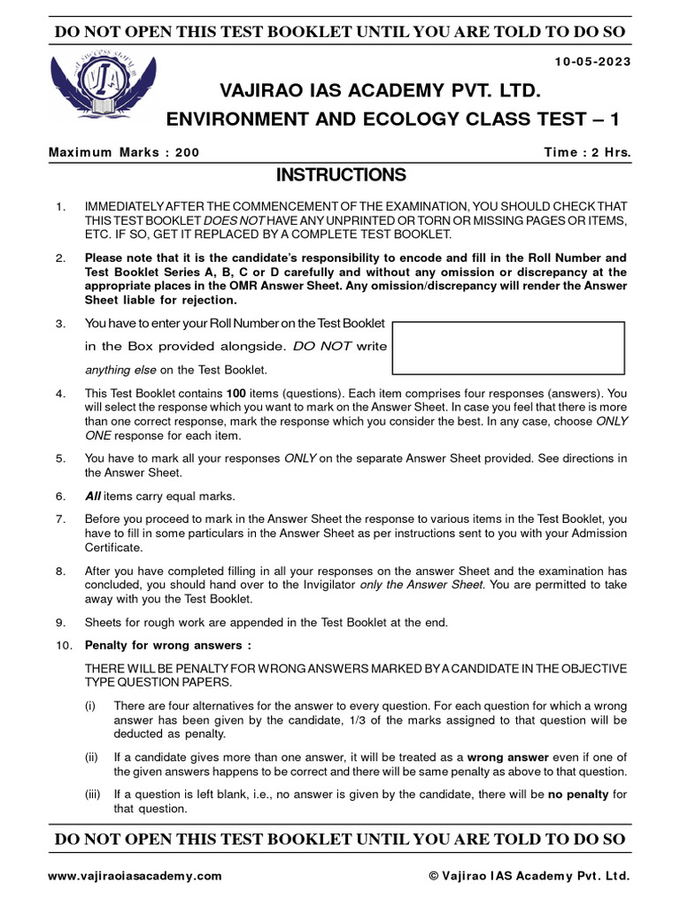 Environment and Ecology Class Test 1 Question-10!05!2023 | PDF | Food ...