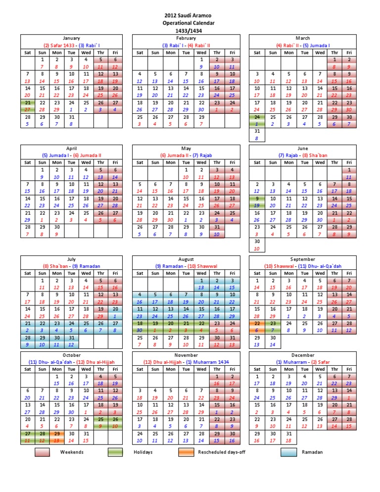 2012 Operational Calendar | PDF | Business