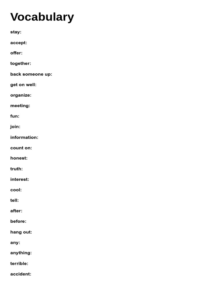 Beginner English Vocabulary | PDF