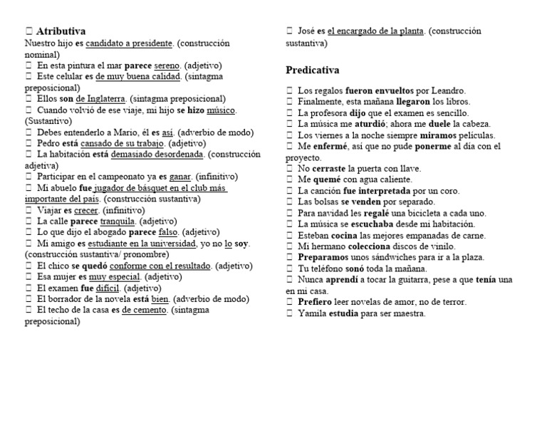 Atributiva y Predicativa | PDF | Adjetivo