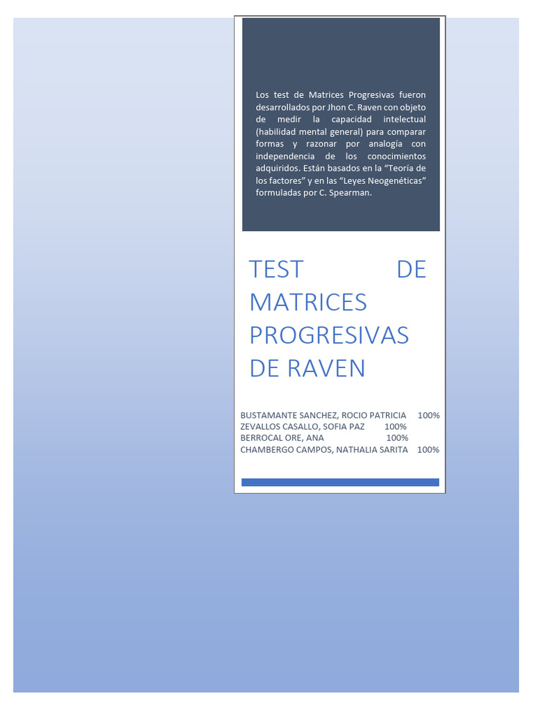 Caratula Test Raven | PDF