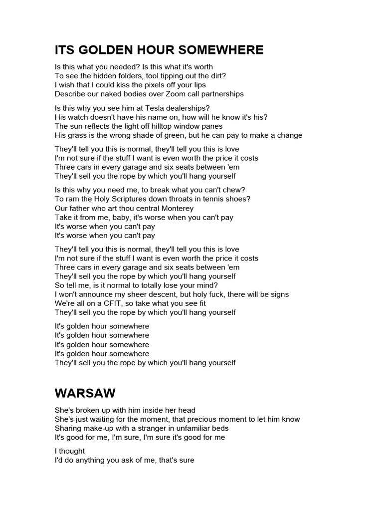 Its Golden Hour Somewhere | PDF