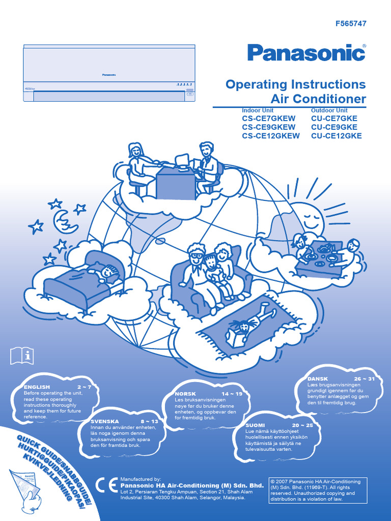 Panasonic Air Conditioner Manual | PDF | Electricity | Electrical Engineering