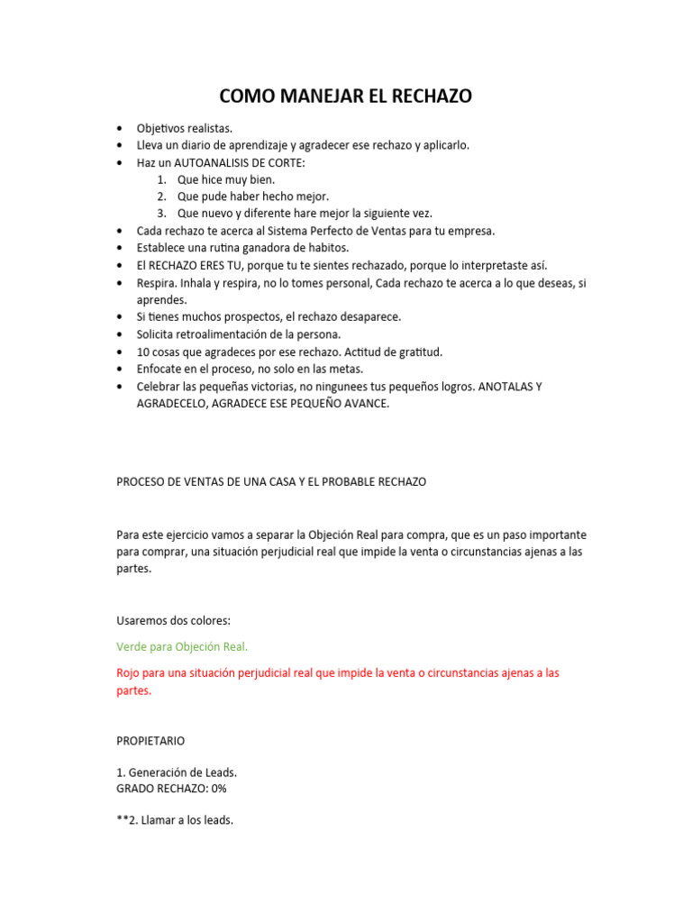 Como Manejar El Rechazo | PDF