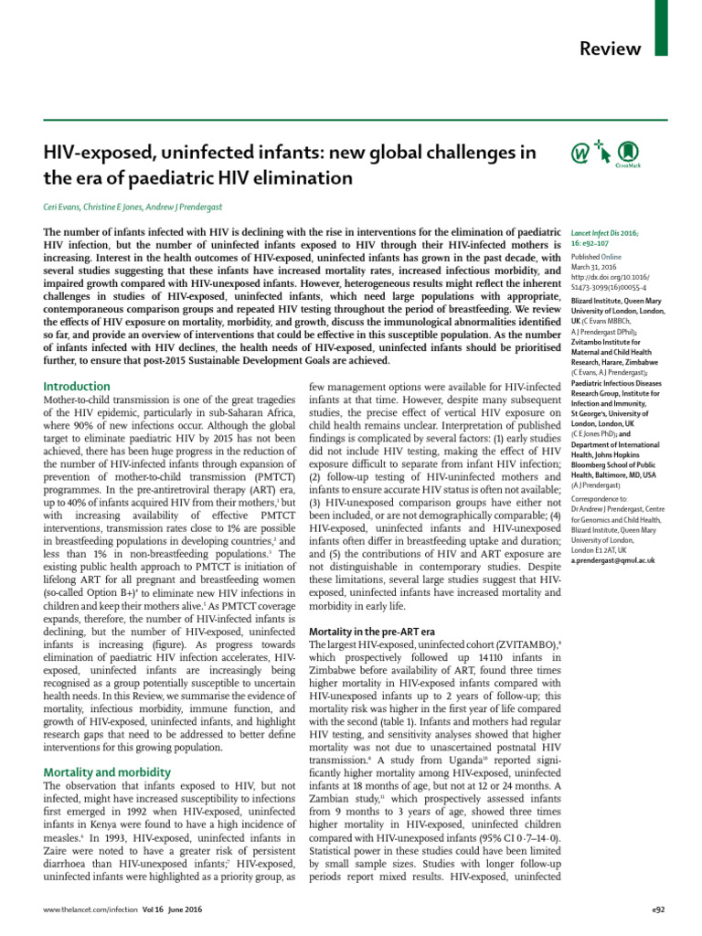Challenges for HIV-Exposed Uninfected Infants | PDF | Hiv/Aids | Causes ...