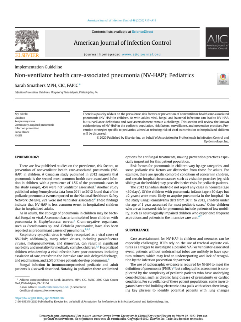 American Journal of Infection Control: Sarah Smathers MPH, CIC, FAPIC ...